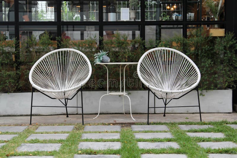 Chairs and Table in Front of Restaurant Stock Photo - Image of table ...