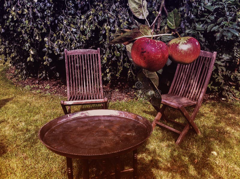 Chairs And Table With Red Apples Picture. Image: 94945406