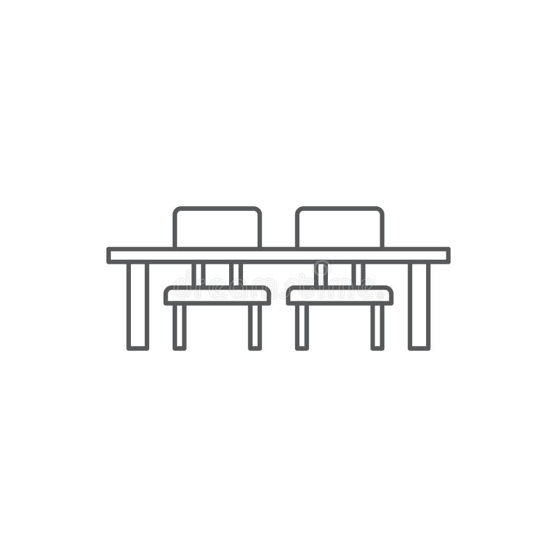 Chairs and Table Vector Icon Symbol Isolated on White Background Stock ...