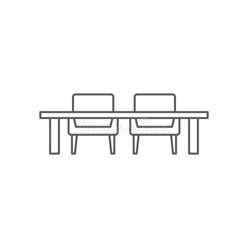 Dining Table and Chairs Top View Vector Icon Symbol Isolated on White ...