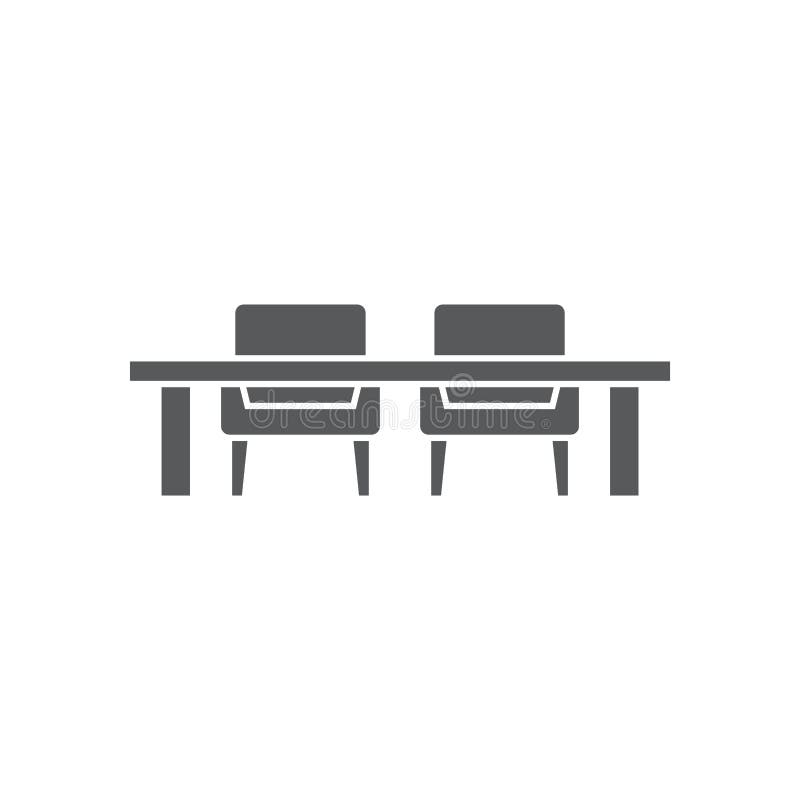 Chairs and Table Vector Icon Symbol Isolated on White Background Stock ...