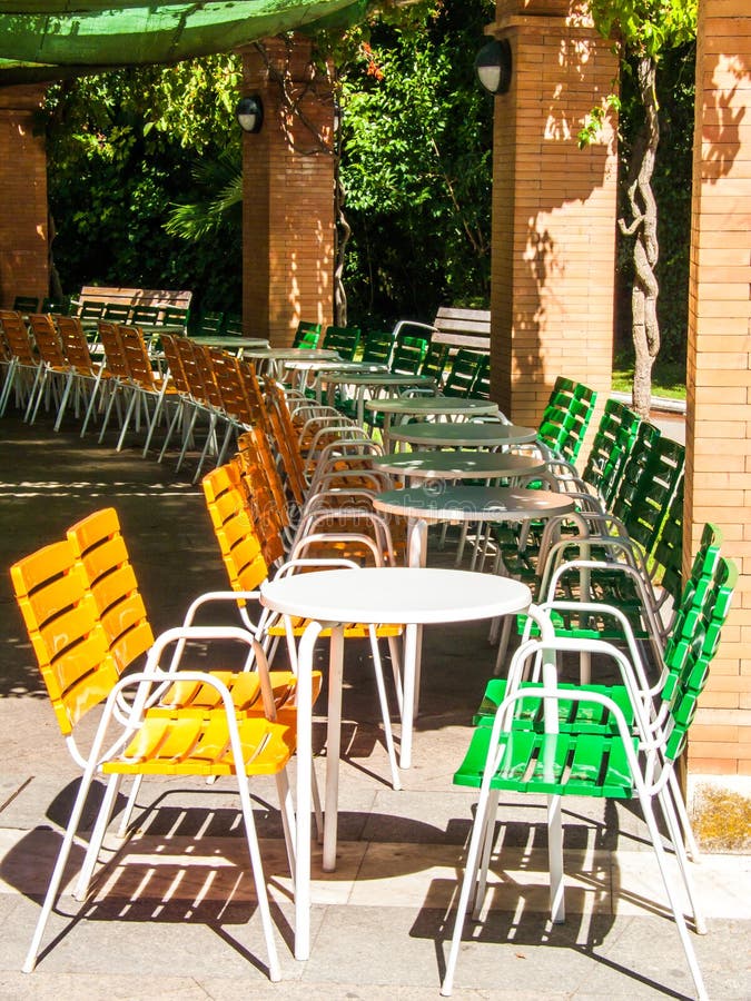 Chairs and Tables at a Bar Terrace Stock Photo - Image of white, hotel ...
