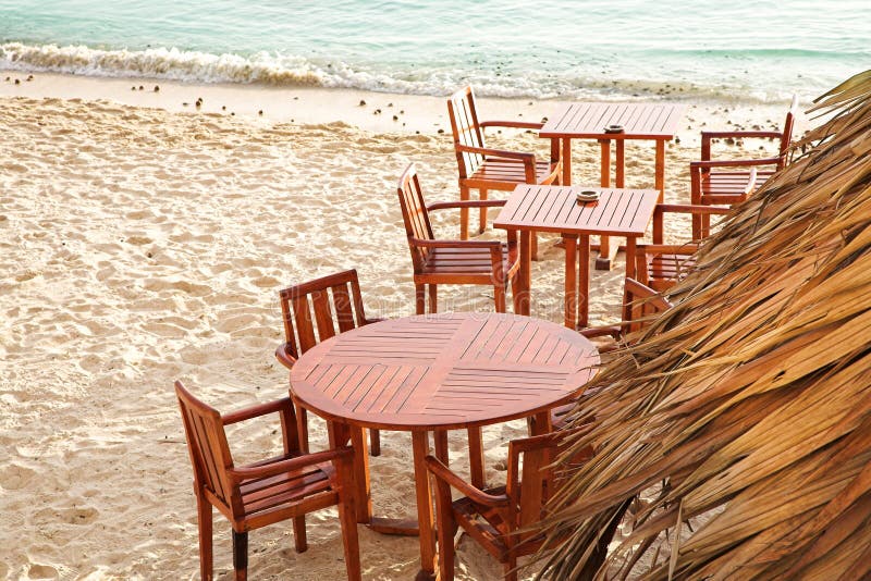 Chairs and tables on beach stock image. Image of mediterranean - 2767809
