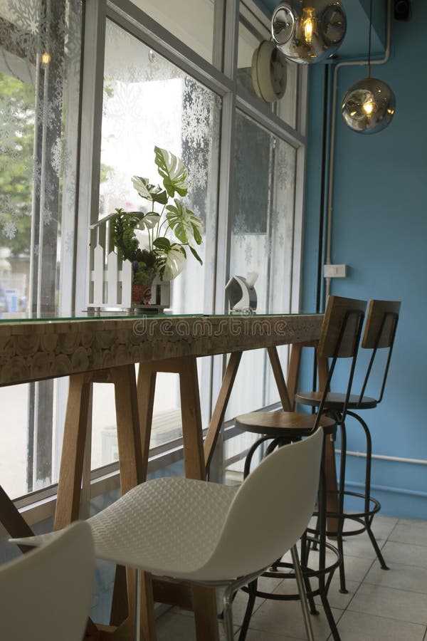 Chairs and Tables in the Cafe Interior Work Stock Image - Image of ...