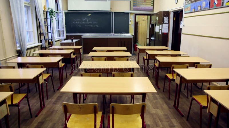 Chairs and Tables Inside Empty Physics School Stock Footage - Video of ...