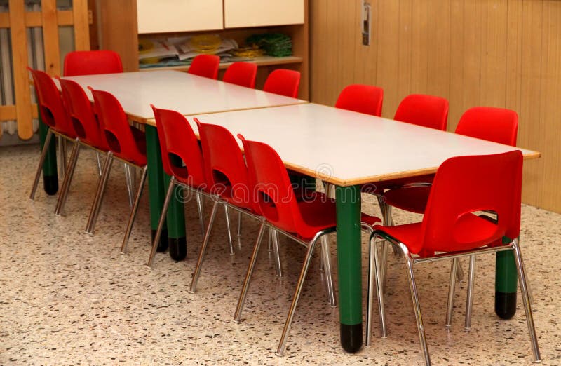 Chairs and Tables Inside a Nursery Stock Image - Image of childhood ...