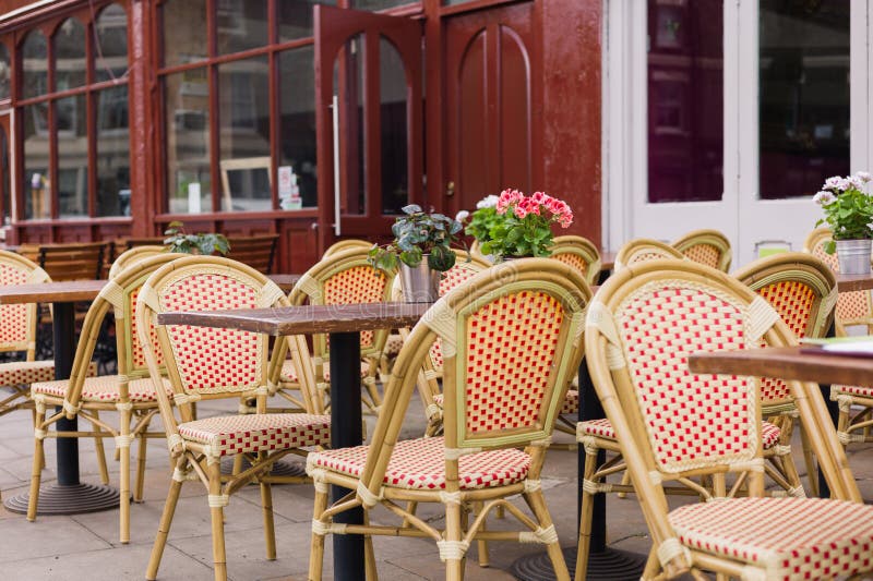 Chairs and Tables Outside Cafe Stock Photo - Image of outdoors ...