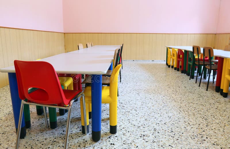 Refectory of a School for Children with Small Chairs and Tables Stock ...