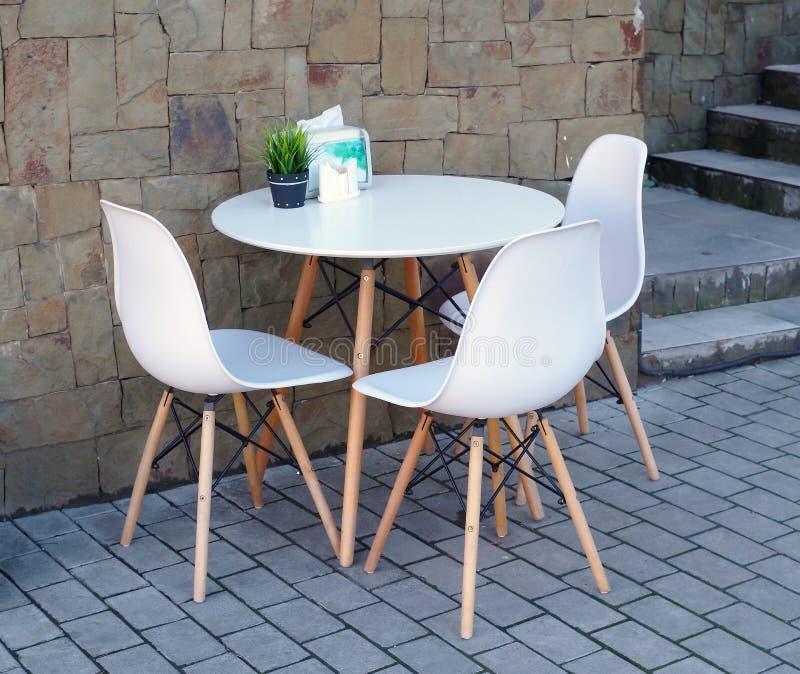 Chairs and Tables in the Summer Cafe Stock Photo - Image of european ...