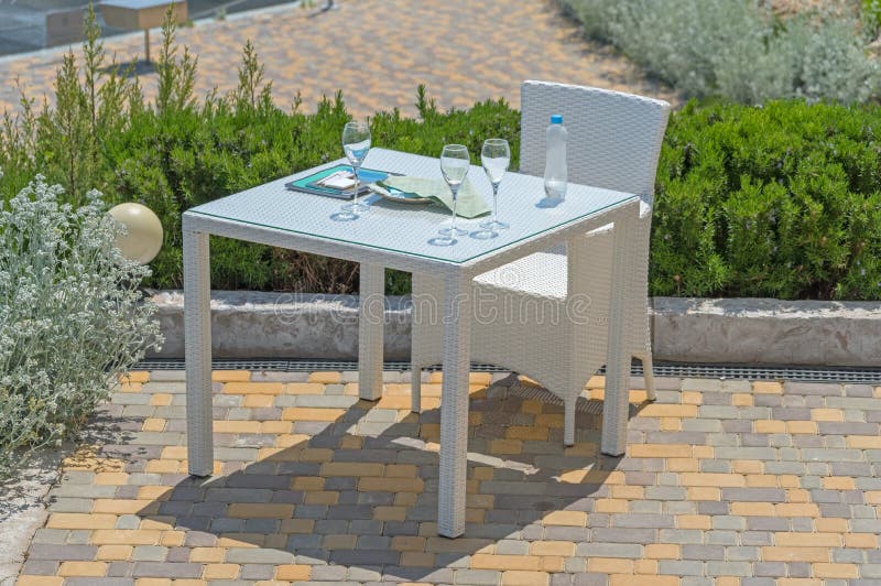 Chairs and Tables in the Summer Cafe Stock Image - Image of flower ...