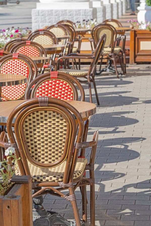 Chairs and Tables in the Summer Cafe Stock Photo - Image of cafe, seat ...