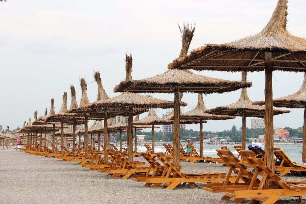 Chairs and Umbrellas at the Beach Editorial Image - Image of coast ...