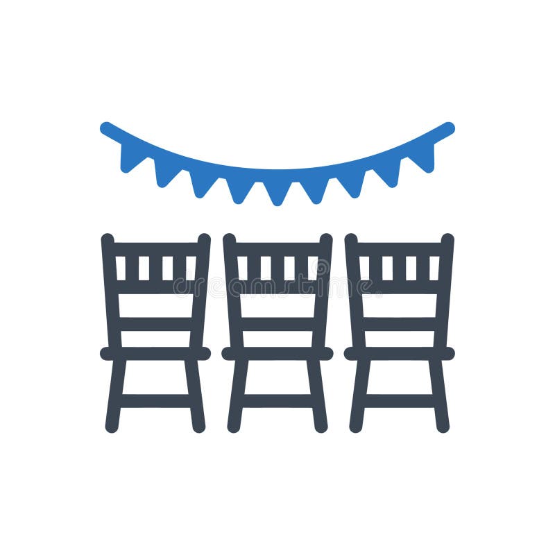 Chairs Under Banners Icon stock vector. Illustration of icon - 350116904