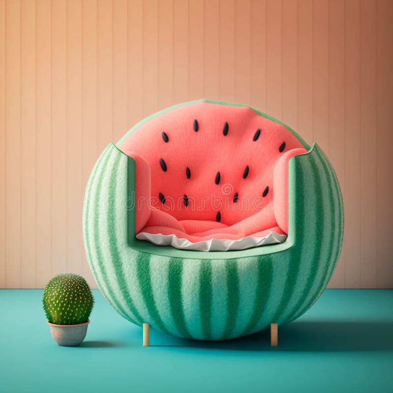 Chairs with Watermelon Seats Stock Image - Image of water, blue: 271036349