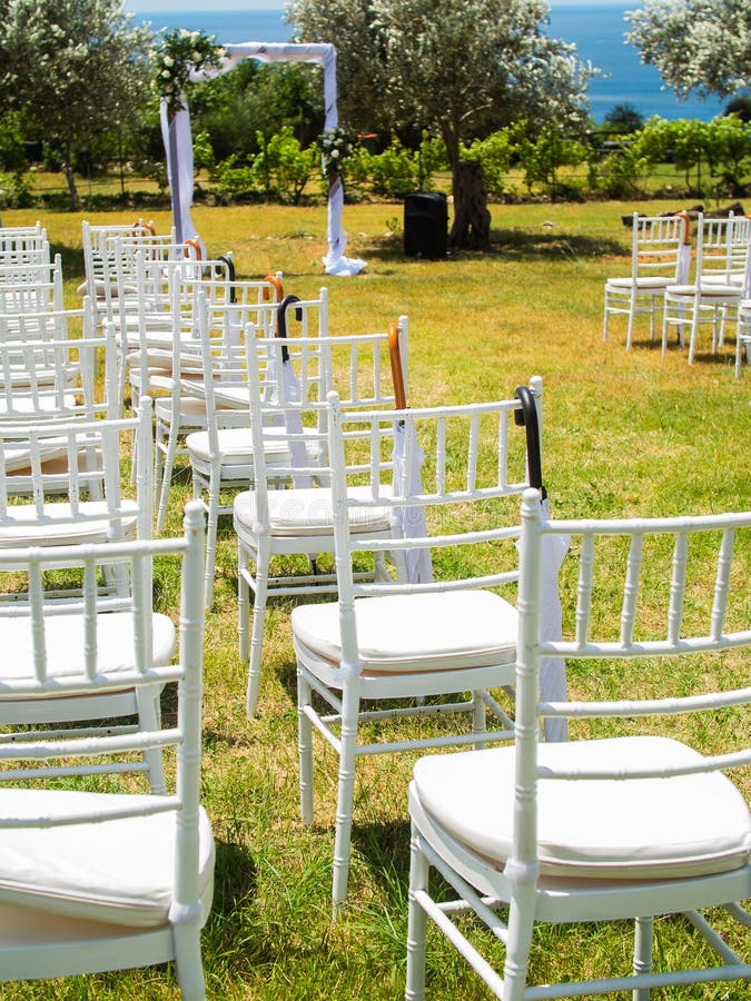 Chairs for Wedding Ceremony Outdoors - Wedding Decorations Stock Image ...