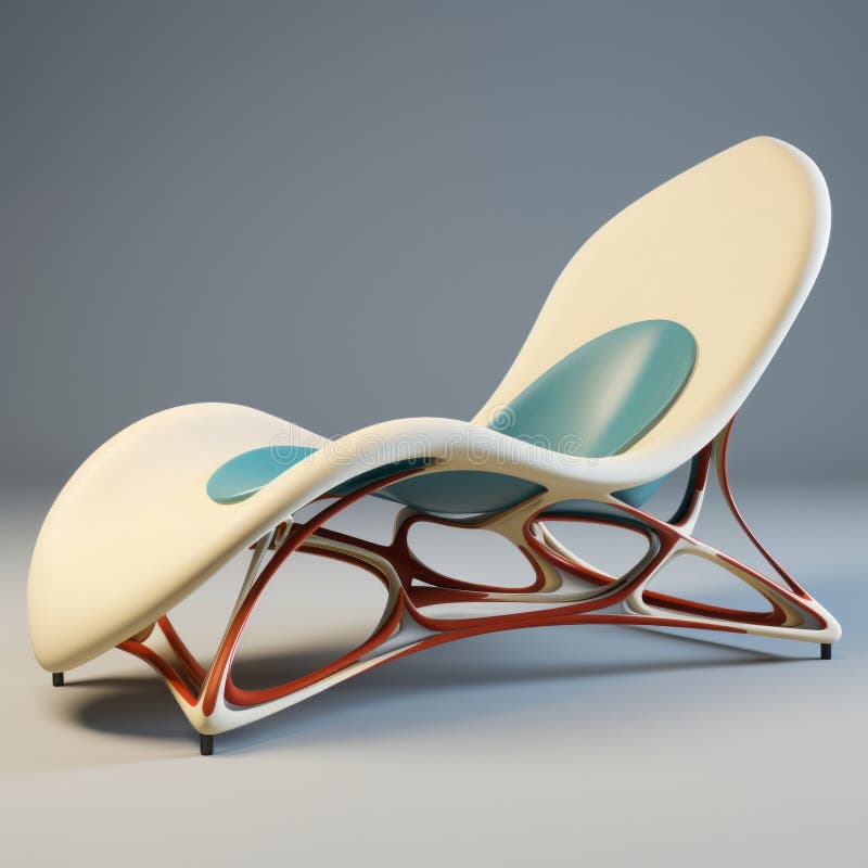 Futuristic Lounge Chair with Organic Architecture and Vibrant Colors ...