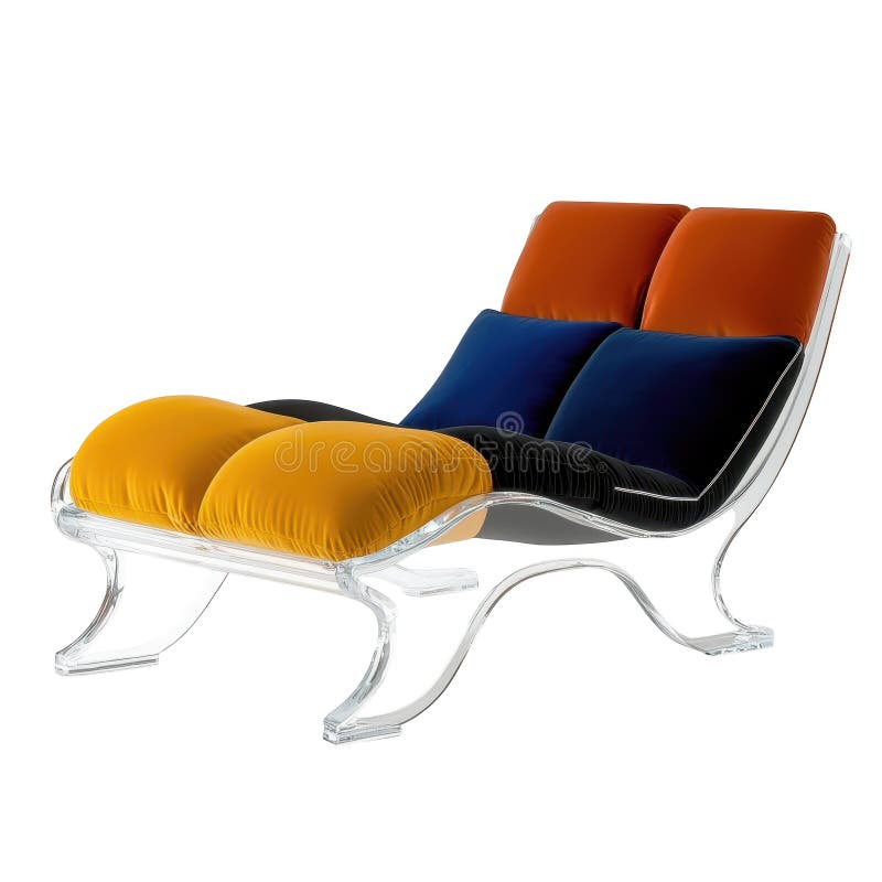 Chaise Lounge with Transparent Acrylic Frame and Colorful Cushions ...