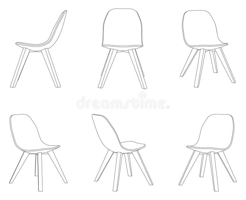 Chaise Vectorielle Moderne Avec Différentes Vues Illustration de ...