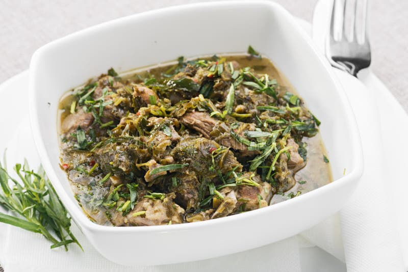 Chakapuli is a Georgian Dish Stock Photo - Image of tkemali, white ...