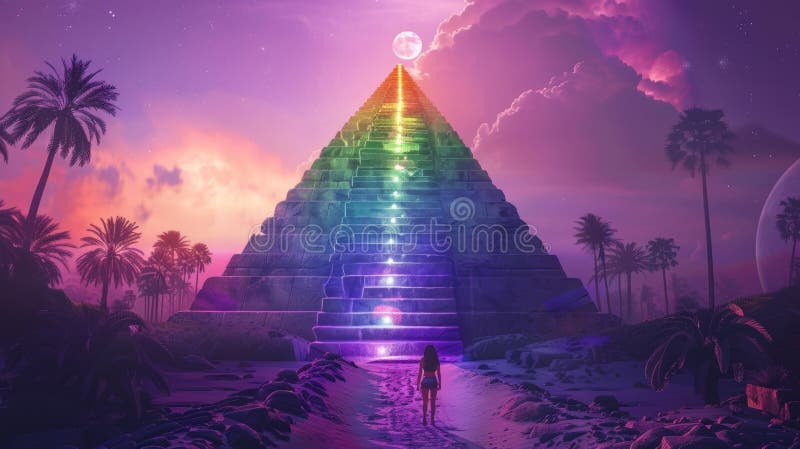 Chakra Colors Going Up a Pyramid Stock Illustration - Illustration of ...
