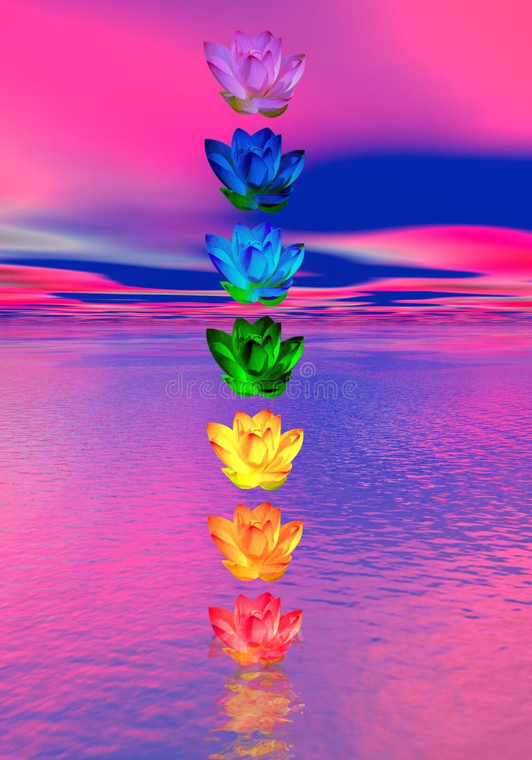Lotus Flower Rainbow Colors Stock Illustrations – 508 Lotus Flower ...