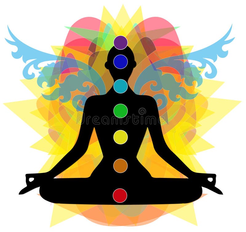 Yoga Woman with Chakra Symbols. Stock Vector - Illustration of fitness ...