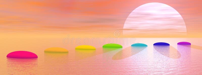 Chakra Steps To the Sun - 3D Render Stock Illustration - Illustration ...