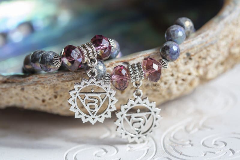 Chakra Symbol Pendant Bead Bracelet Stock Image - Image of bohemian ...
