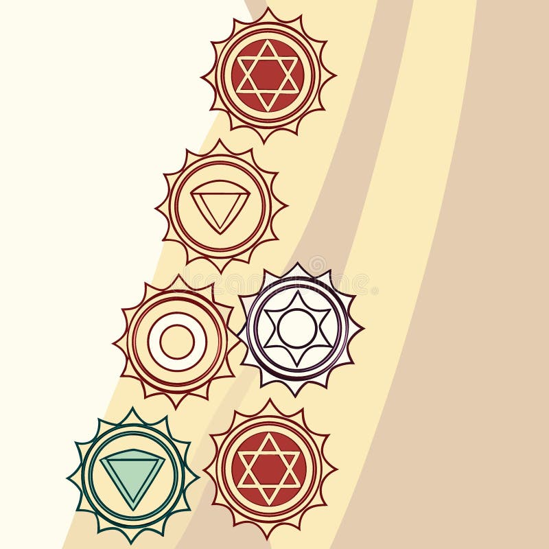 Chakra Symbols Aligned on Vertical Spine Vector Stock Vector ...