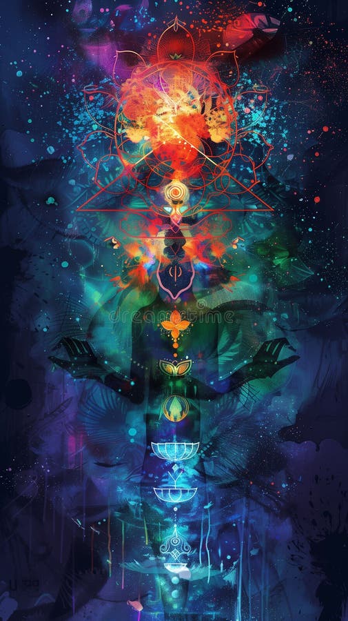 The Chakra System for Yoga. Seven Chakras Concept Stock Illustration ...