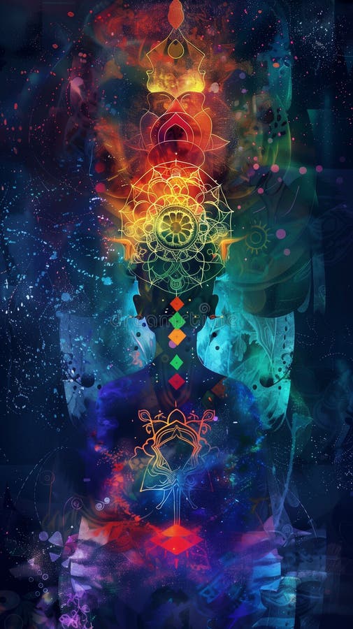 The Chakra System for Yoga. Seven Chakras Concept Stock Illustration ...