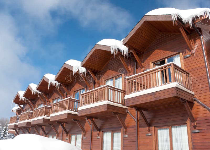 Chalet stock image. Image of overnight, balcony, snow - 22968521