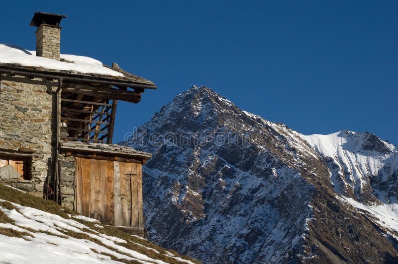Chalet building in Alps stock image. Image of mountains - 2735399