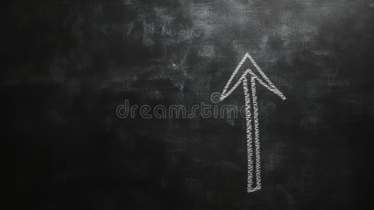 Chalk Arrow Pointing Upwards on a Blackboard. Stock Image - Image of ...