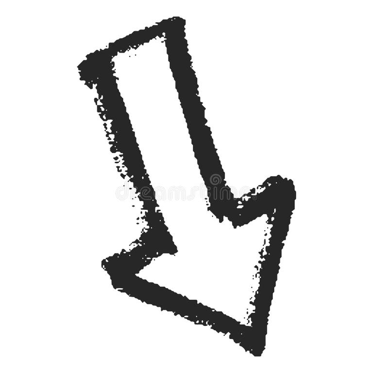 Chalk Arrow Silhouette, Crayon Vector Sketch Scribble Pointer Mark ...