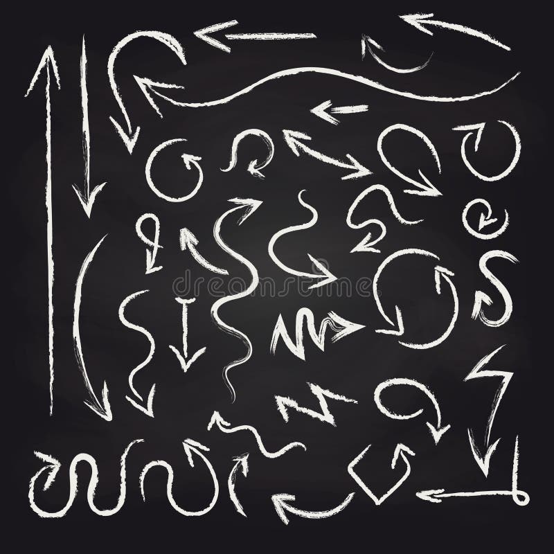 Chalk Arrows Set on Blackboard Background Stock Vector - Illustration ...