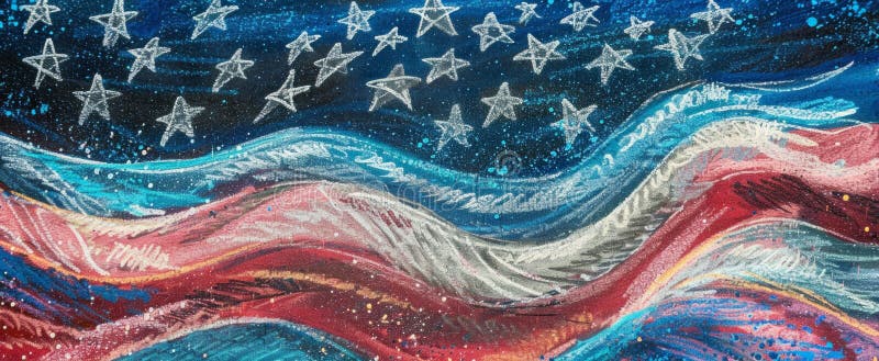 Chalk Art American Flag for Labor Day Stock Image - Image of handdrawn ...