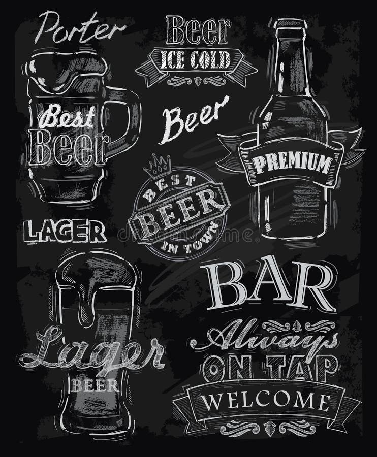 Chalk beer stock vector. Illustration of graphic, classic - 34449791
