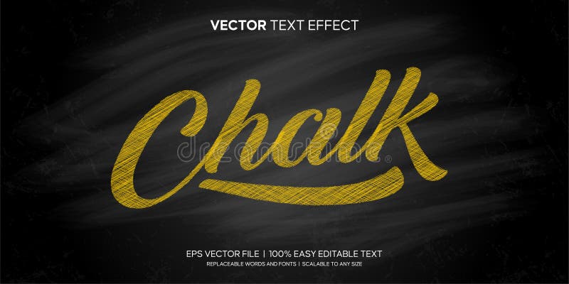 Chalk on Blackboard Editable Text Effect Stock Vector - Illustration of ...