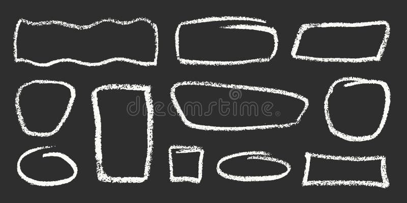 Chalk Blackboard Square Shapes Vector Set. Crayon Scribble Rectangle ...