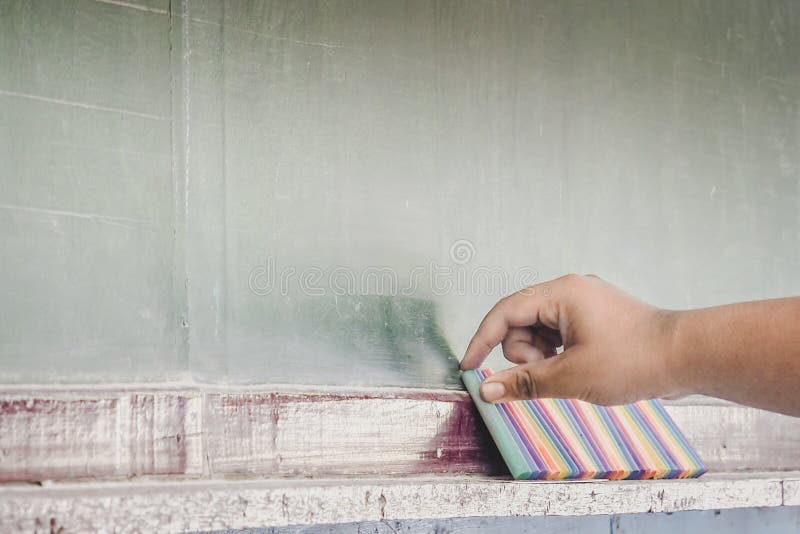 Chalk and Board in Classroom Stock Photo - Image of message ...