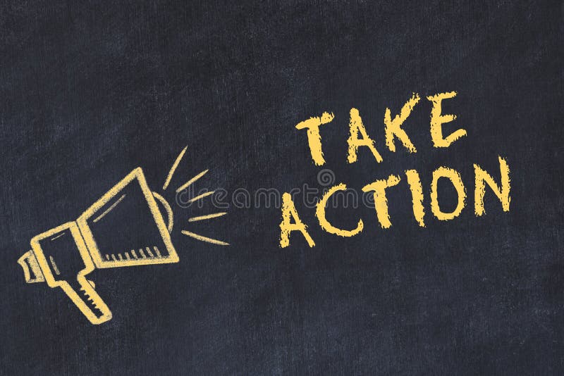 Chalk Board Sketch with Handwritten Text Take Action Stock Illustration ...