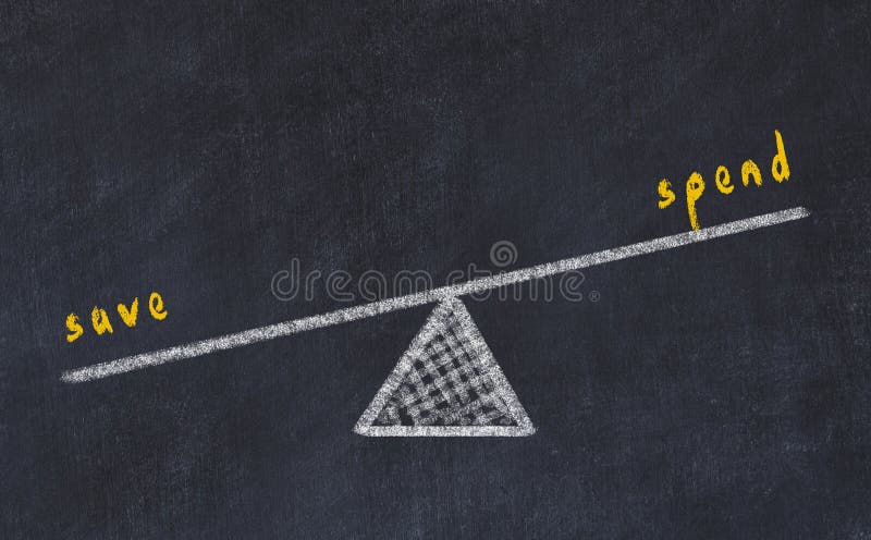 Chalk Board Sketch Illustration. Concept of Balance between Spend and ...