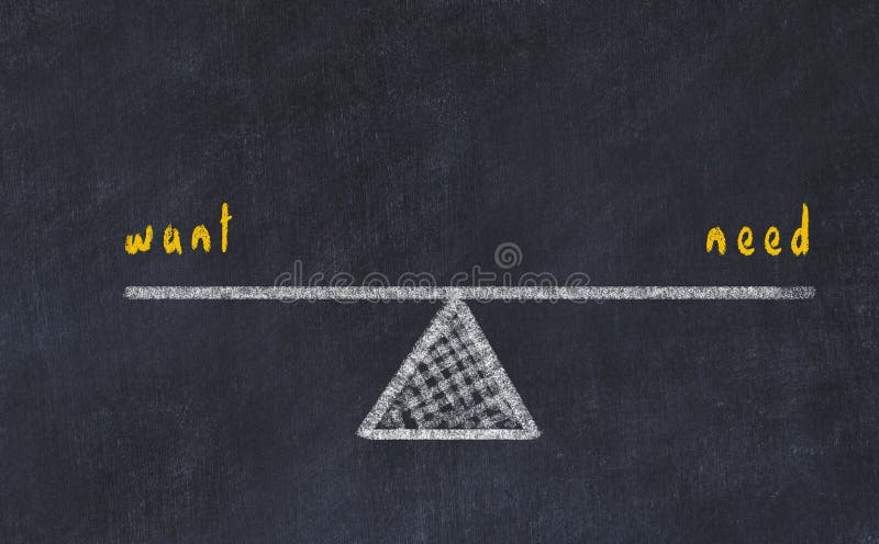 Chalk Board Sketch Illustration. Concept of Balance between Want and ...