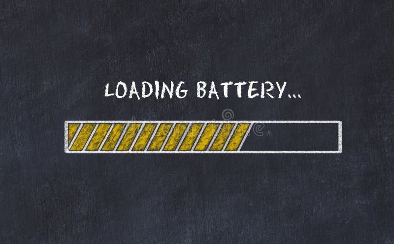 Chalk Board Sketch with Progress Bar and Inscription Loading Battery ...