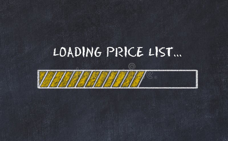 Chalk Board Sketch with Progress Bar and Inscription Loading Price List ...