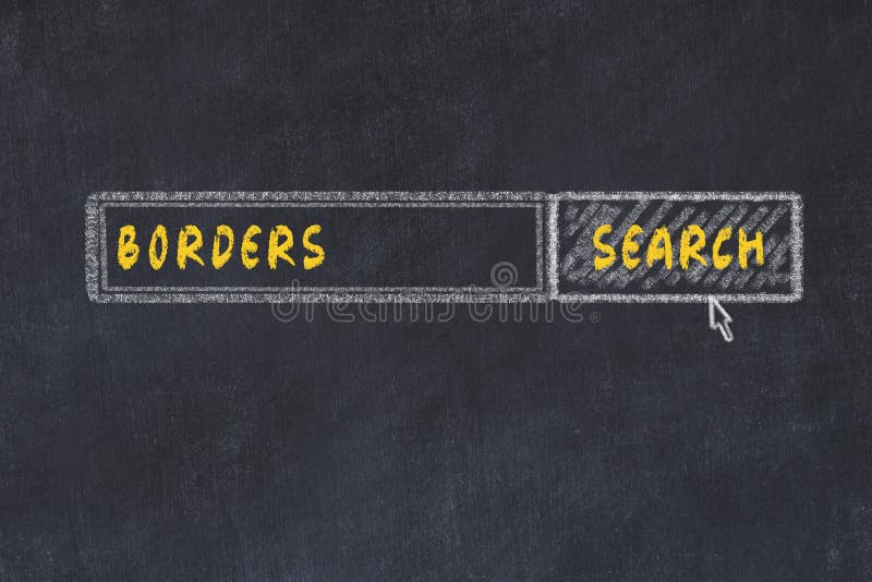 Chalk Board Sketch of Search Engine. Concept of Looking for Borders ...