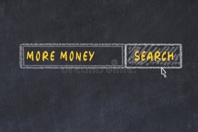 Chalk Board Sketch of Search Engine. Concept of Looking for More Money ...