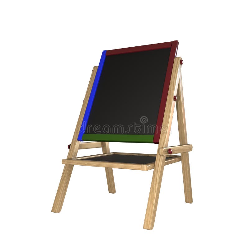 Chalk Board on a Wooden Stand on a White Background. Isolate Stock ...