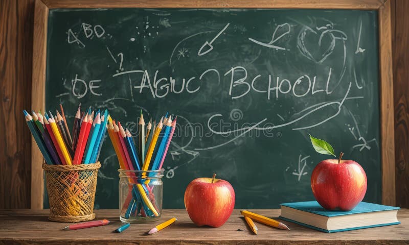 Chalk board with writing stock illustration. Illustration of drawing ...